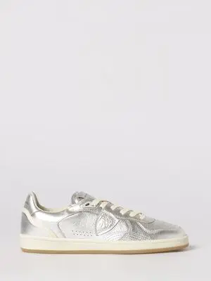 Philippe Model Pgal Laminated Leather Sneakers - Silver