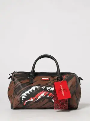 SPRAYGROUND Saffiano Coated Cotton Duffle Bag With Logo - Brown