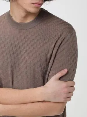 Emporio Armani Textured Knit Jumper - Brown