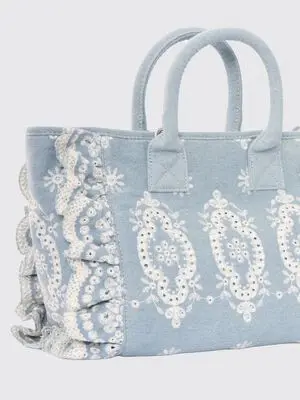 MC2 SAINT BARTH Colette Cotton Denim And Sangallo Bag - Multicolor