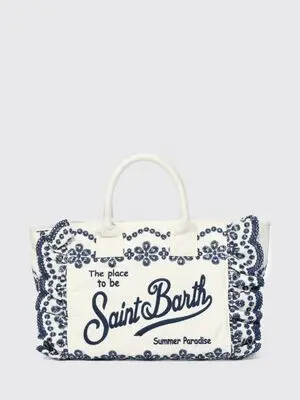 MC2 SAINT BARTH Colette Cotton Denim And Sangallo Bag - White