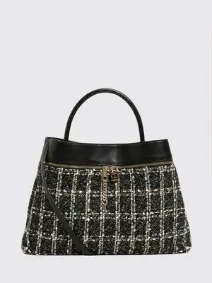 TWINSET Checked Tweed Handbag With Leather Accents