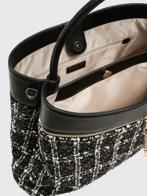 TWINSET Checked Tweed Handbag With Leather Accents