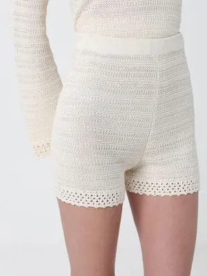 TWINSET Crocheted High-waisted Shorts - Beige