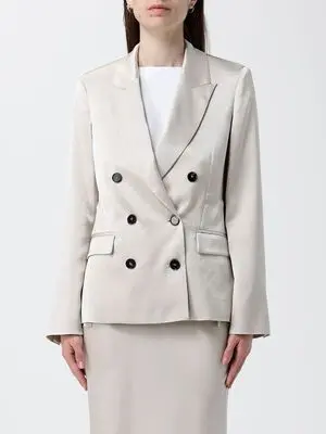 Liviana Conti Satin Double-breasted Blazer - Ice