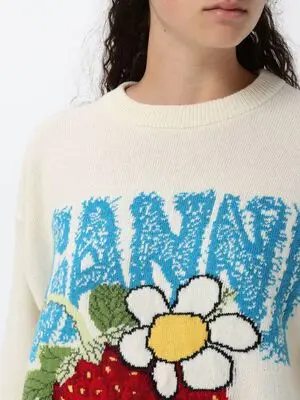 GANNI Recycled Wool-blend Sweater With Jacquard Logo