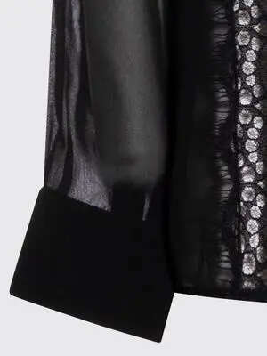 Roberto Cavalli Shirt In Silk With Lace Inserts
