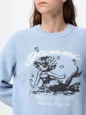 GANNI Recycled Wool-blend Sweater With Graphic Jacquard Logo