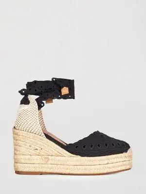 Charo Ruiz Ibiza Wedge Espadrilles Ibiza In Sangallo Cotton - Black