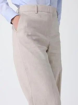 PT TORINO Wide-leg Cotton Linen Blend Trousers