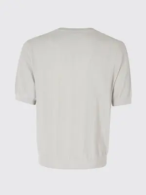 KANGRA Short-sleeved Cotton Crewneck Sweater With Ribbed Trims - Sand