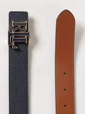Ralph Lauren Reversible Leather Belt With Monogram Buckle - Blue