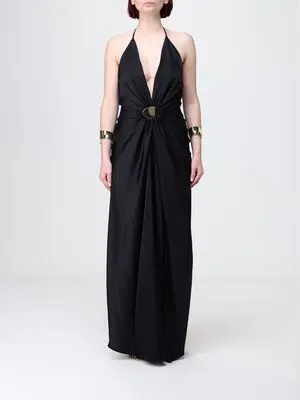 SIMONA CORSELLINI Satin Halterneck Maxi Dress