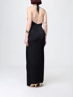SIMONA CORSELLINI Satin Halterneck Maxi Dress