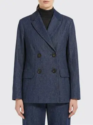 Max Mara Double-breasted Stretch Denim Blazer - Blue