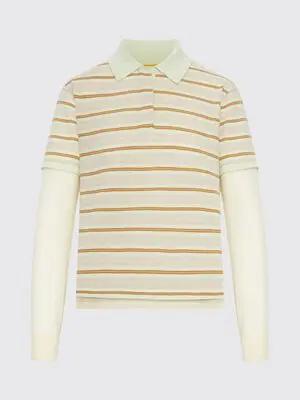 Guest In Residence Striped Long-sleeve Polo Shirt - Lime