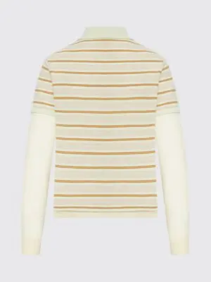 Guest In Residence Striped Long-sleeve Polo Shirt - Lime