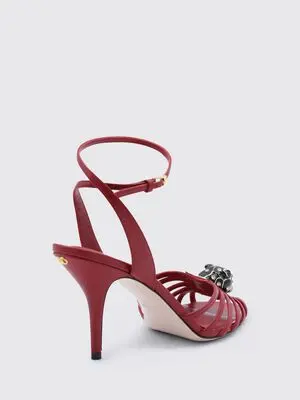 Valentino Garavani Leather Sandal With Enamelled Application Pas De Chat