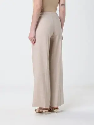 SIMONA CORSELLINI Linen Wide Trousers With Metal Inserts