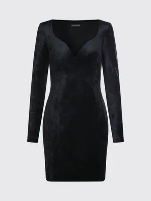 Balenciaga Mini Velvet Dress With Sweetheart Neckline