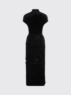 Alaïa Velvet Midi Dress With Rhinestone Embellishments