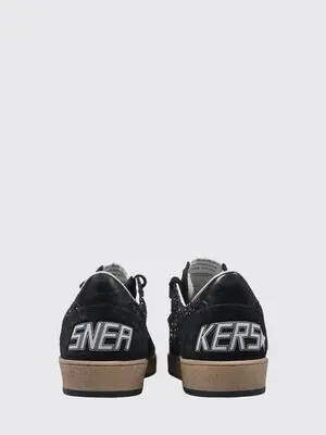 GOLDEN GOOSE Ball Star Leather Sneakers With Glitter And Distressed Effect