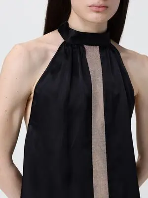 SIMONA CORSELLINI Satin And Rhinestone Top - Black