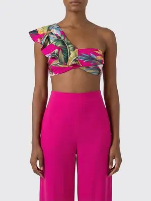 Farm Rio Polyamide Bikini Top With Tropical Print And Ruffles - Sand