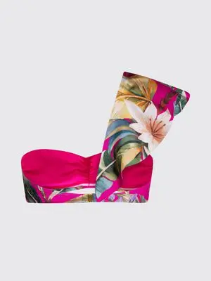 Farm Rio Polyamide Bikini Top With Tropical Print And Ruffles