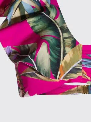Farm Rio Polyamide Bikini Top With Tropical Print And Ruffles