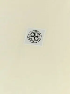 Stone Island Cotton T-shirt With Sleeve Logo Patch - Ivory