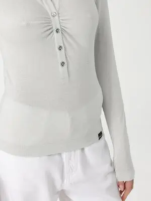 Pinko Ribbed Metallic Long Sleeve Top