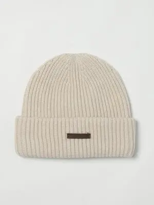 PAOLO PECORA Ribbed Beanie Beige