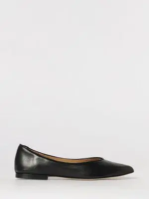 ANNA F. Leather Ballerina Flats - Black