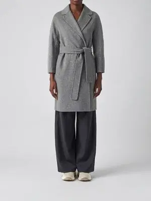 Max Mara S Virgin Wool Knee-length Robe Coat - Grey