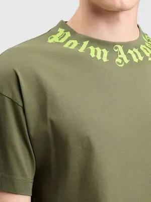 Palm Angels Cotton T-shirt With Logo - Green