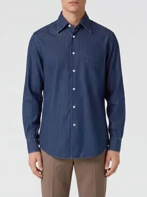 Brunello Cucinelli Long-sleeved Cotton Shirt With French Collar - Blue