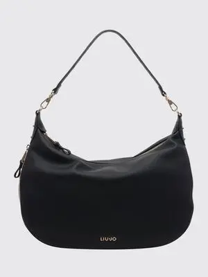 Liu Jo Grained Faux Leather Hobo Bag With Monogram Logo And Removable Handle - Black