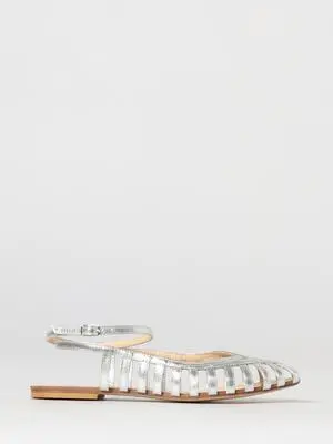 ANNA F. Laminated Leather Sandals - Silver