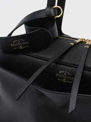 Balenciaga Grained Calfskin Leather Shoulder Bag With Logo Charm