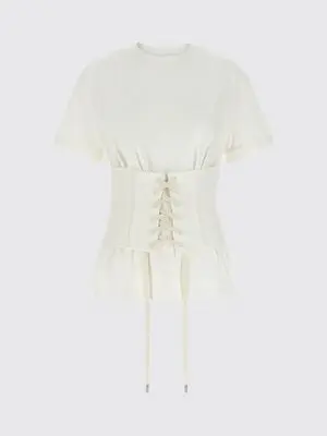 Alexander McQueen Cotton T-shirt With Lace Detail