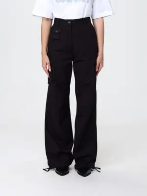GANNI Stretch Cotton Cargo Trousers - Black
