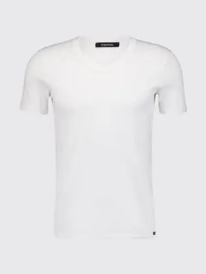 TOM FORD Slim Fit V-neck T-shirt In Stretch Cotton - White