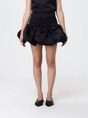 GANNI Ruffled Satin Skirt - Black