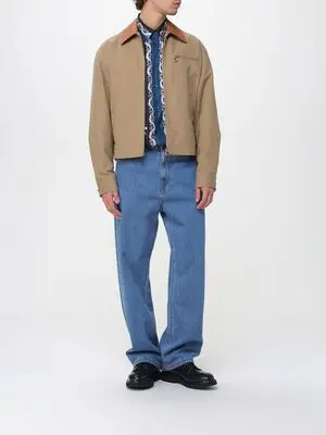 Versace Zip-up Jacket With Leather Collar
