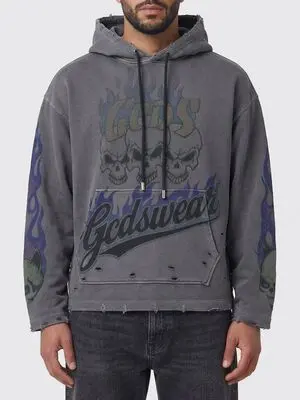 Gcds Cotton Printed Hoodie - Grey