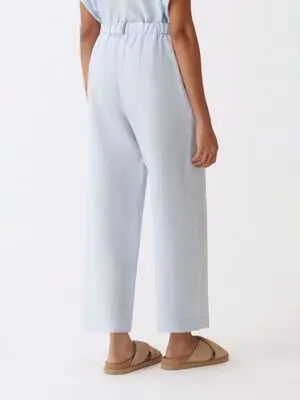 Fabiana Filippi Linen Cropped Trousers - Gnawed Blue