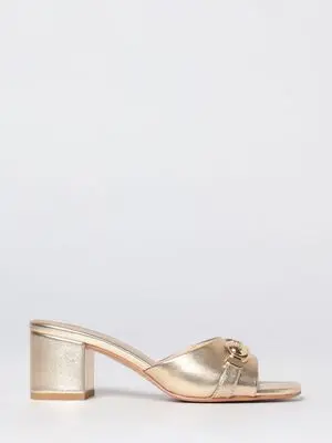 TWINSET Laminated Leather Mules - Grey