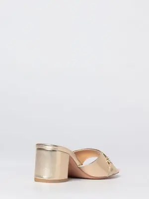 TWINSET Laminated Leather Mules - Grey