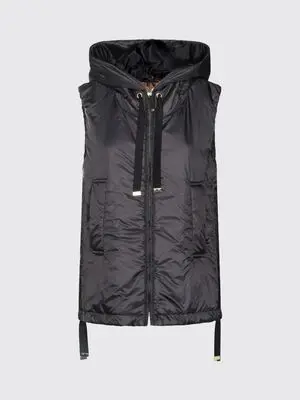 Max Mara Padded Technical Fabric Vest With Hood And High Neck - Black